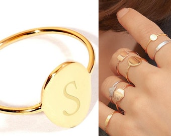 Letter Gold Ring - Etsy