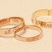 14k 18k Solid Gold Handwriting Ring, Engrave Name Coordinate Gold 3 Mm ...