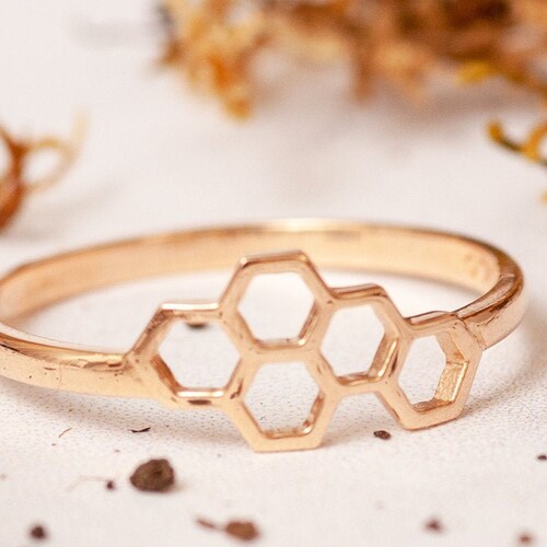 14k 18k Solid Gold Bee Stacking Ring Honey Bee Engagement - Etsy