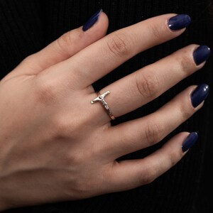 Crucifix Jesus Christ Ring, 10K 14K 18K Real Gold Two Tone Cross Ring ...