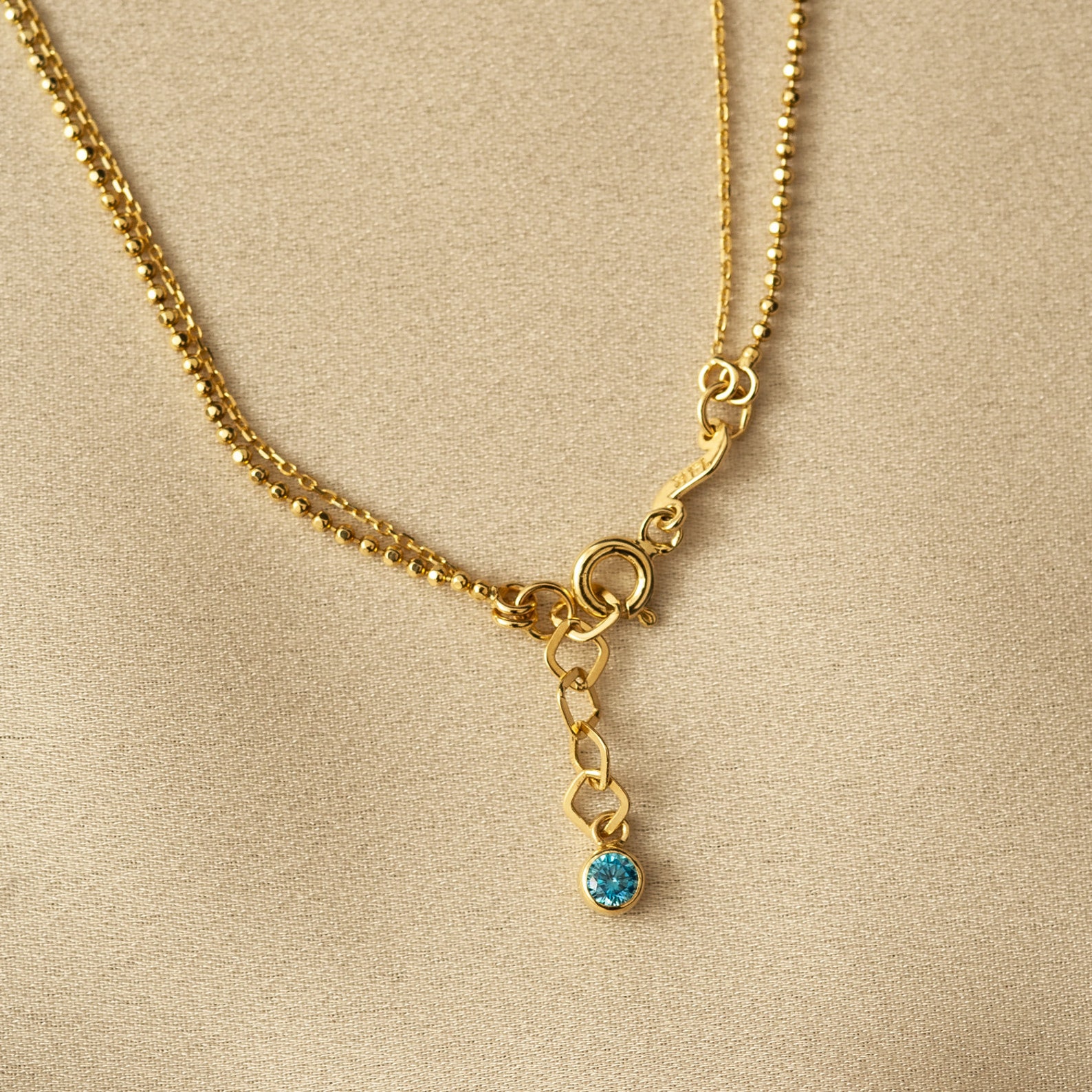 14k Solid Gold Double Strand Gold Beaded Chain Necklace | Etsy