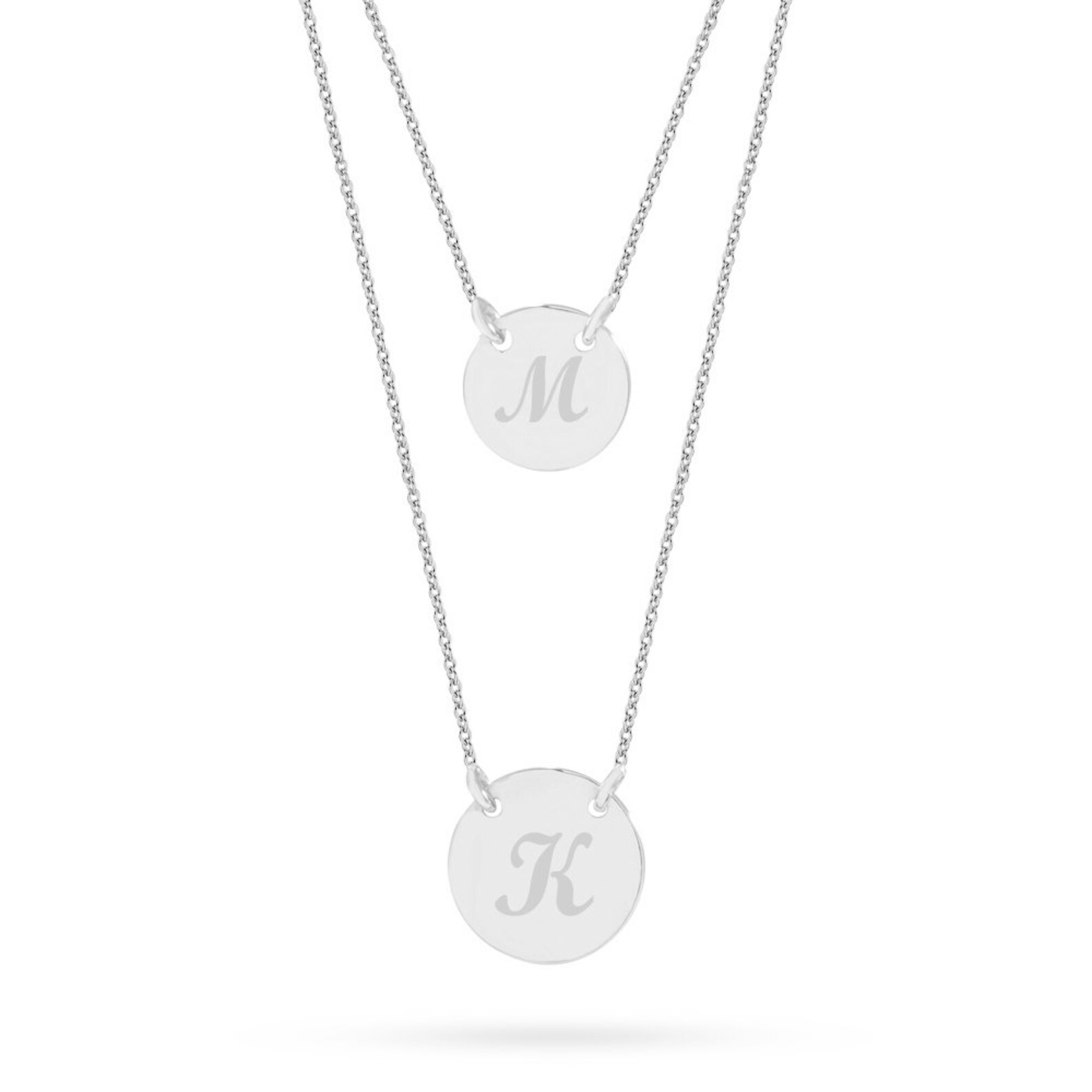 14K Gold Custom Initial Layering Medallion Necklace, Personalized ...
