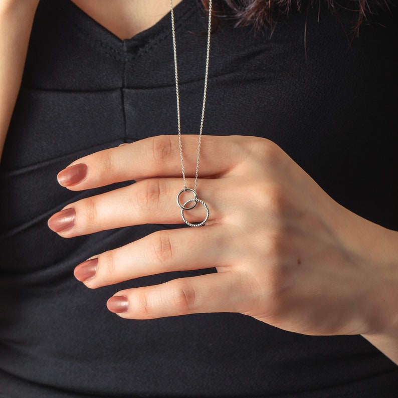 14K 18K Solid Gold Eternity Circle Necklace Dainty Double - Etsy