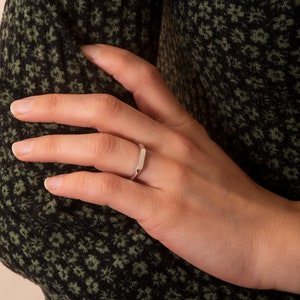 14K 18K Solid Gold Personalized Rectangle Ring, Custom Engrave ...