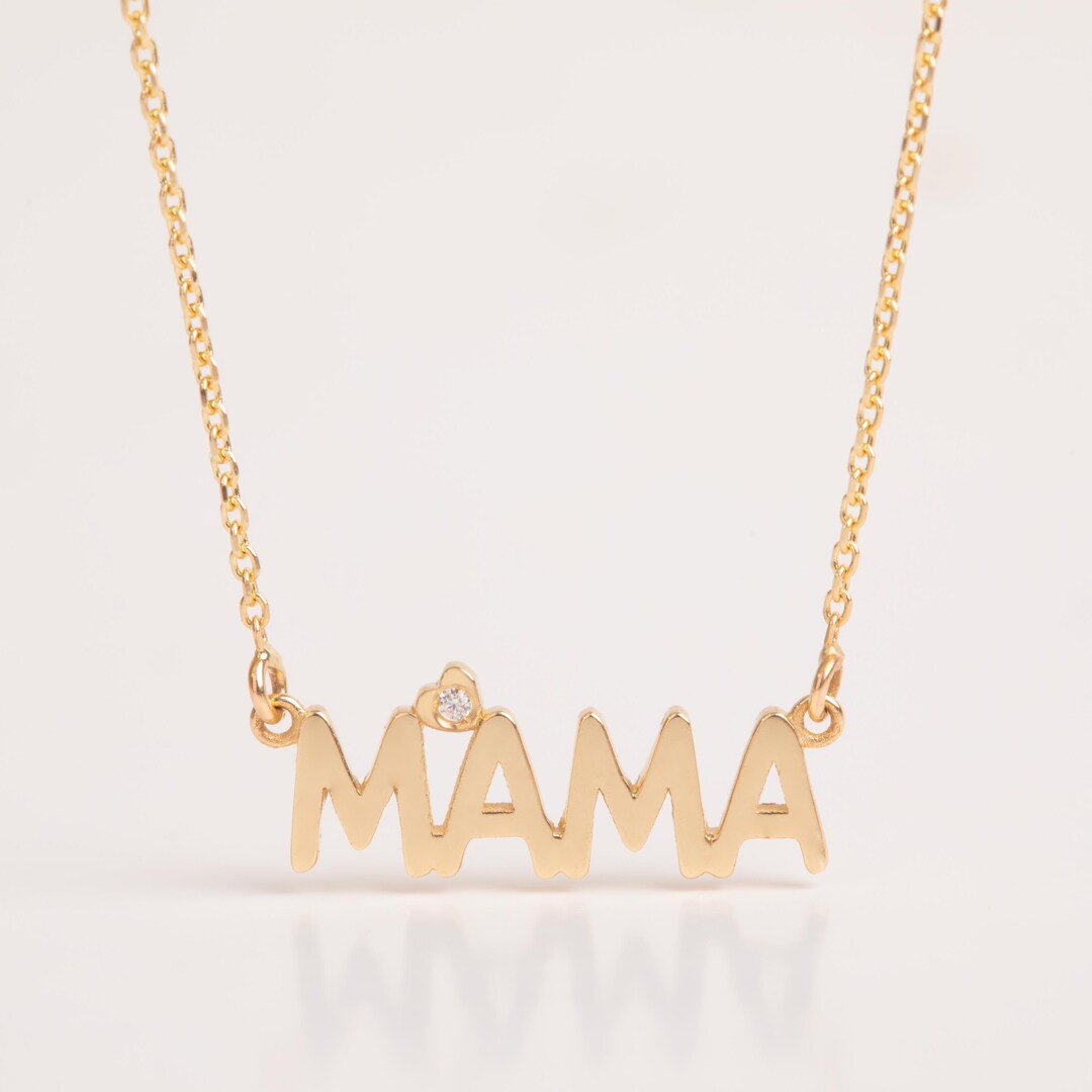 Minimalist Mama Necklace, 14K 18K REAL Gold New Mom Necklace, Mommy ...