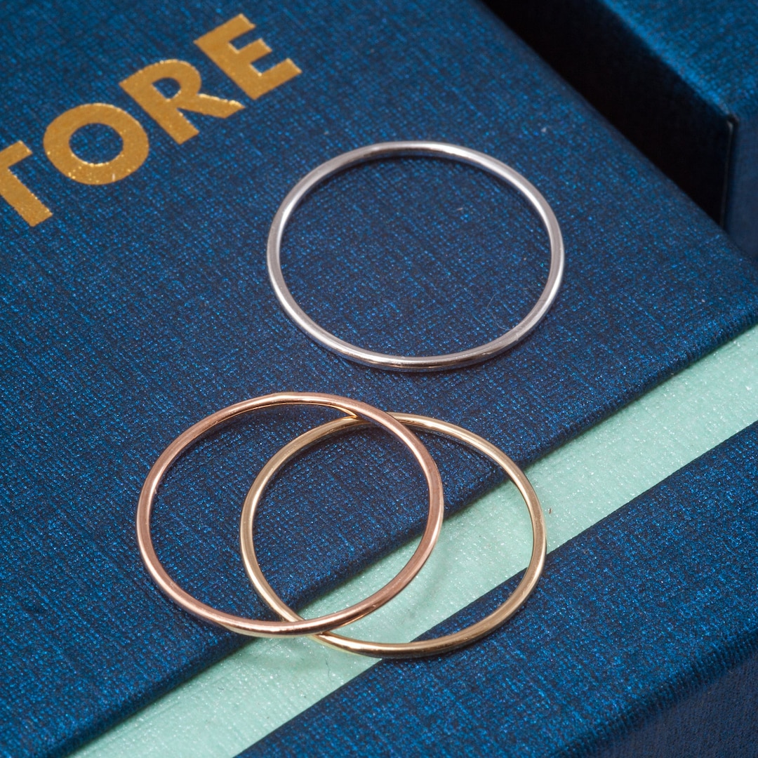 14K 18K Solid Thin Gold Band Ring, Solid Gold Smooth Band Ring, Single ...