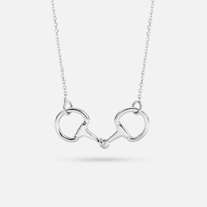 Snaffle Bit Necklace 14k 18k Solid Gold, Dainty Stirrup Necklace, Horse ...