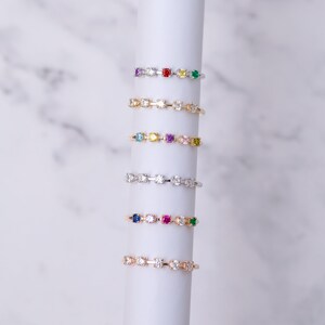 14K 18K Solid Gold Birthstone Ring, Colored Stone Chakra Ring, Dainty ...