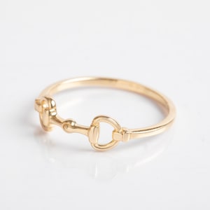 Gold Snaffle Bit Ring, Equestrian Jewelry, Horse Lover Gift, 10K 14K or ...