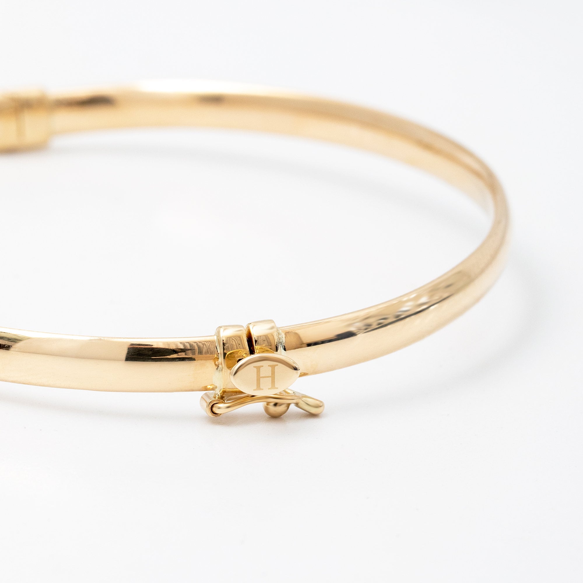 Custom Engrave Hinged Bangle 14k Real Gold, Personalize Name Date ...