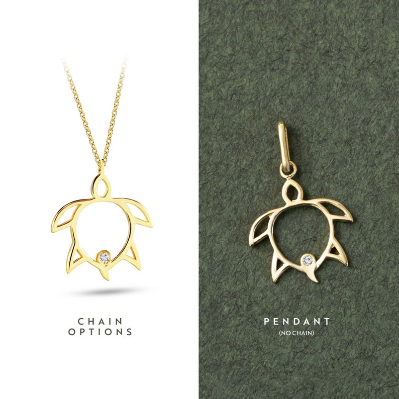 14k 18k Solid Gold Turtle Diamond Necklace Diamond Turtle | Etsy