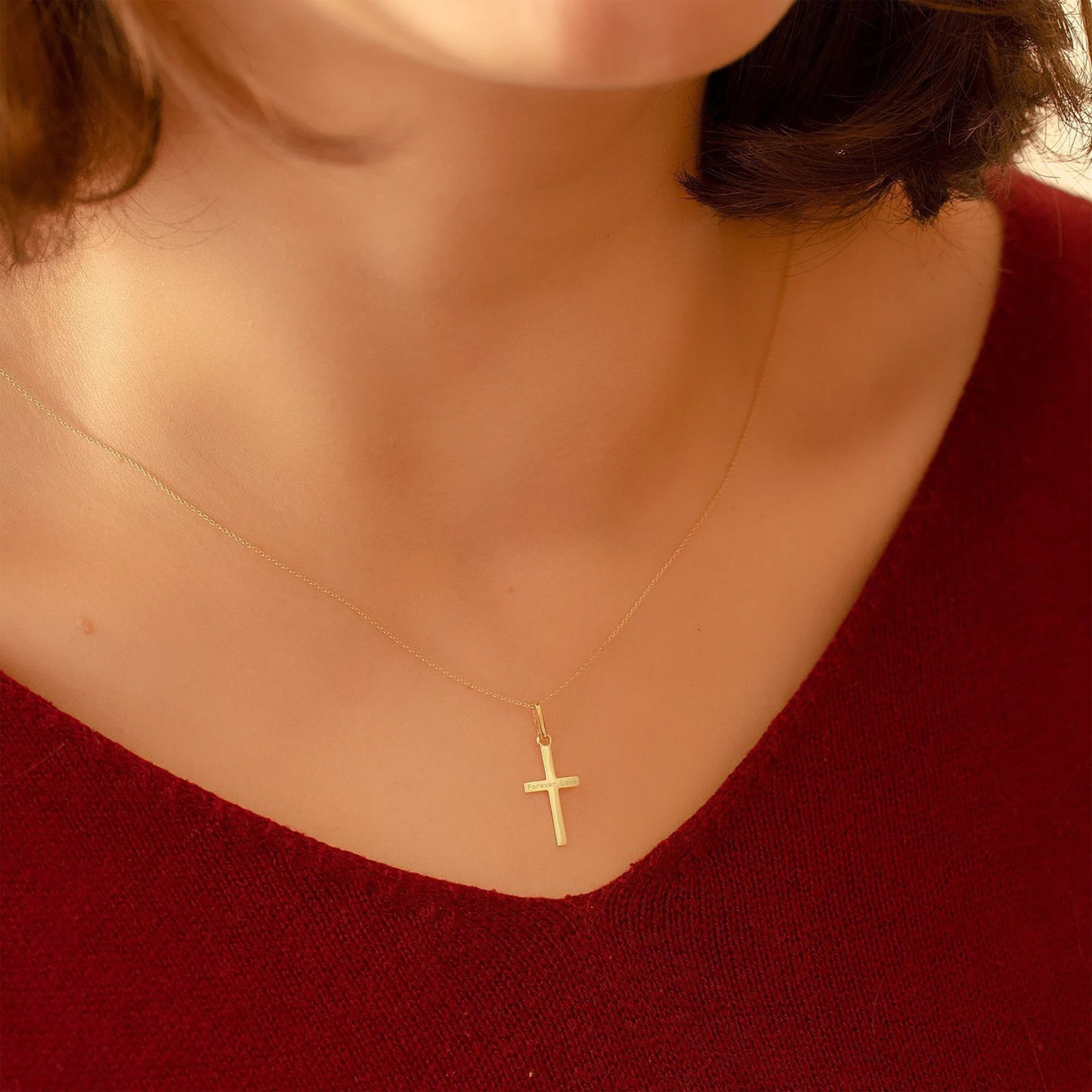 Dainty Solid Gold Cross Necklace, Elegant 14k 18k Gold Pendant - Etsy