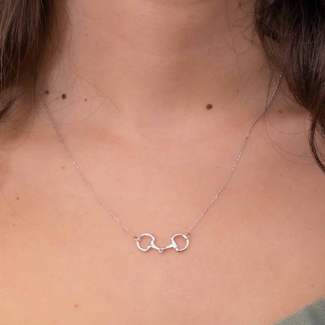 Snaffle Bit Necklace 14k 18k Solid Gold Dainty Stirrup - Etsy