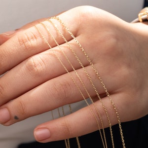 14K Solid Gold Diamond Cut Cable Chain, Dainty Layering Necklace - Etsy