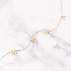 14K 18K Solid Gold Mama Letter Necklace, Grandma Gift Mama Gold ...