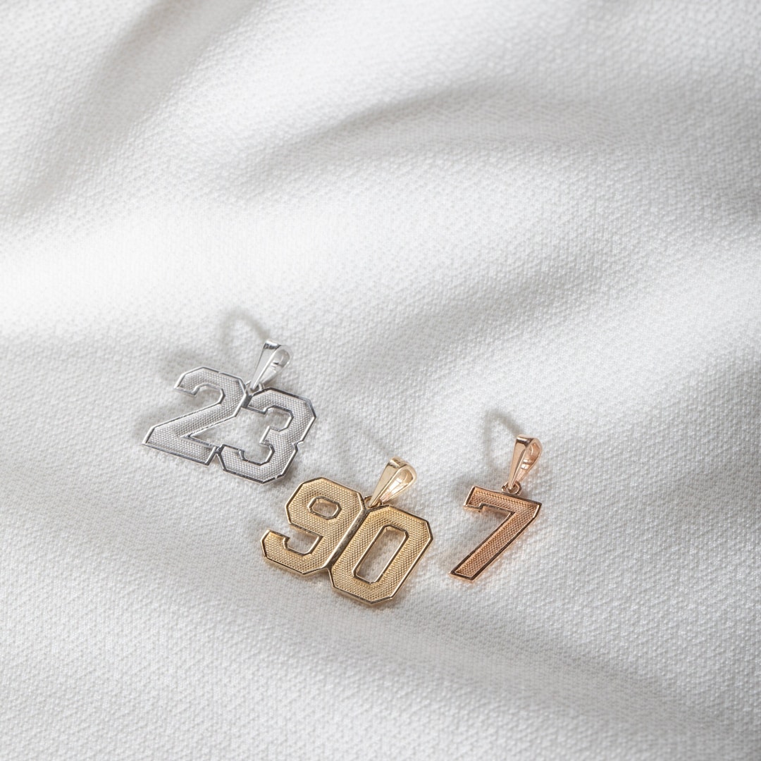 Personalized Number Pendant, 10K 14K 18K Real Gold Custom Number ...