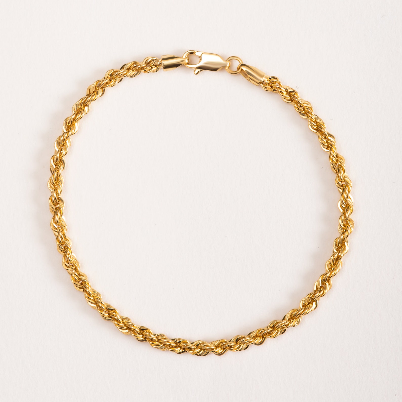 Genuine 14K Gold Rope Chain Bracelet Yellow Gold Hollow Rope - Etsy