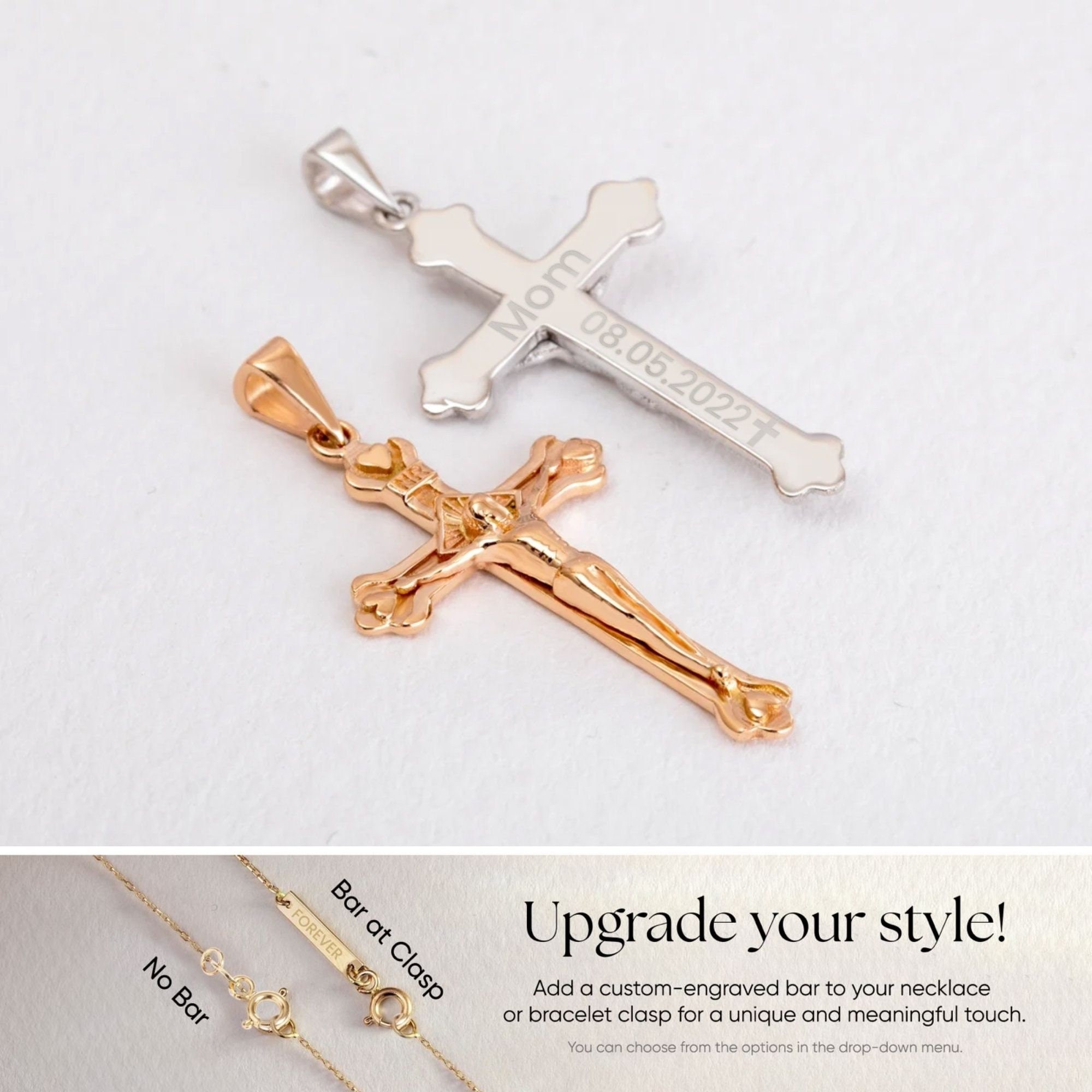 14K 18K Solid Gold Jesus Crucifix Necklace, Dainty Cross Pendant ...