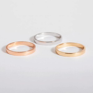 14k Solid Gold Flat Band Ring, Plain Solid Gold Flat Engagement Ring ...