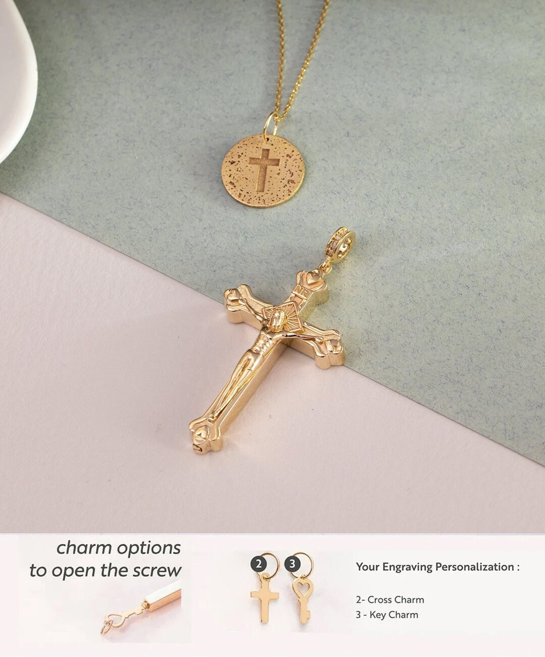 Custom Cremation Urn Jesus Crucifix Pendant, Memorial Keepsake Funeral ...