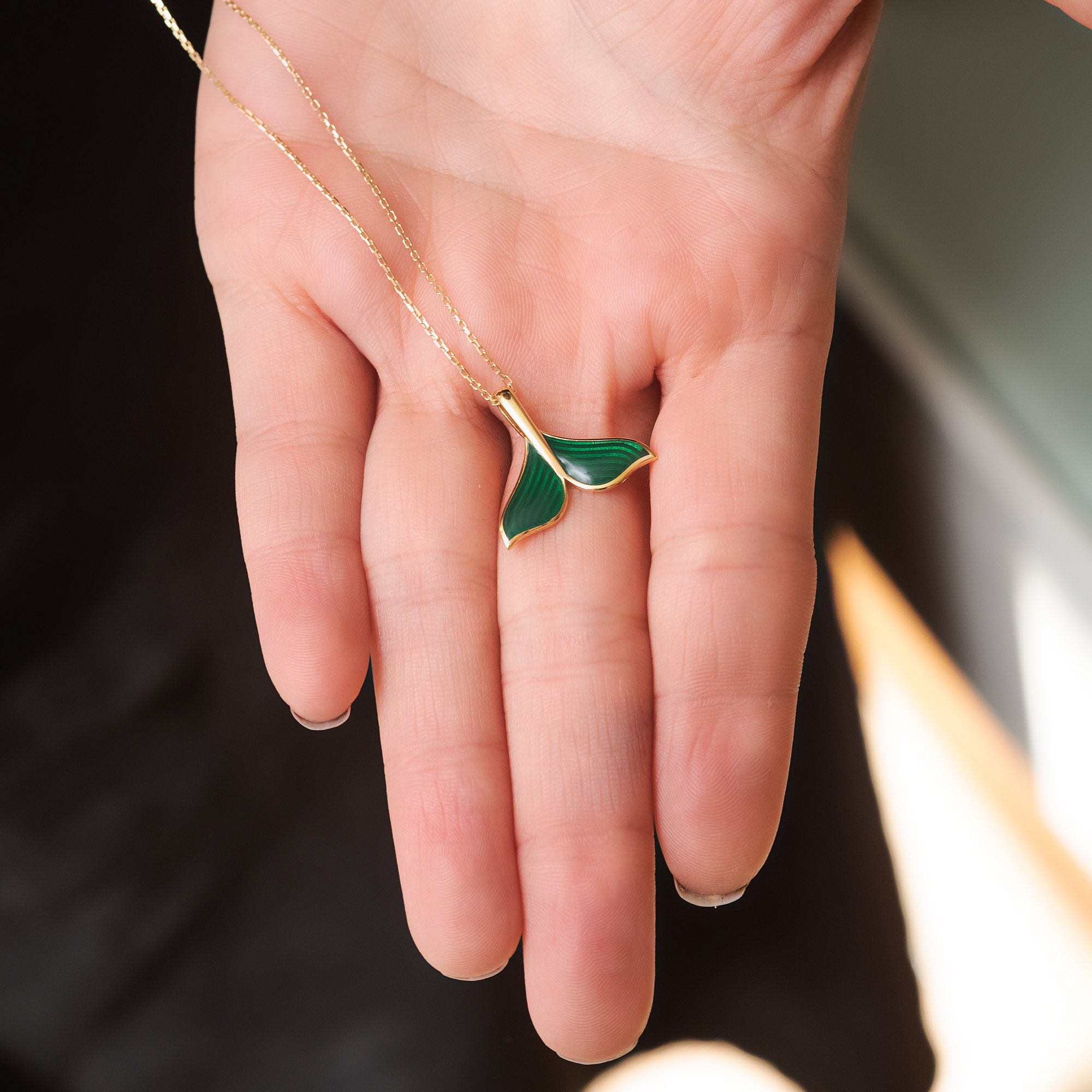 14K 18K Solid Gold Mermaid Tail Necklace Mermaid Tail Real | Etsy