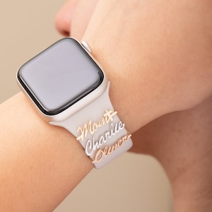 14K 18K Solid Gold Custom Apple Watch Name Band Tag, Personalized Smart ...