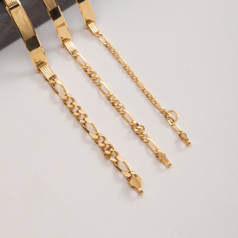 14K Real Gold Baby ID Figaro Chain Bracelet, Personalize Baby Girl Boy ...