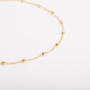 14k Solid Gold Satellite Beaded Ball Chain Necklace - Delicate and ...
