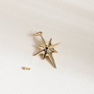 Starburst Cremation Urn Pendant Necklace 14K 18K SOLID Gold, North Star ...