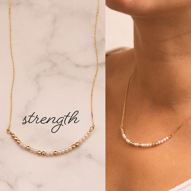 14K Solid Gold Strength Gift Necklace Custom Name Morse Code - Etsy