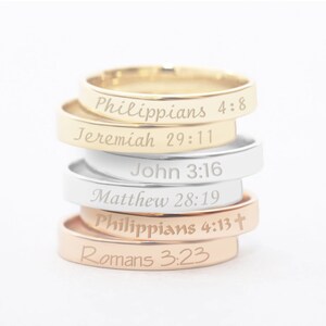 14k 18k SOLID Gold Custom Bible Verse Ring, Choose Your Verse Stacking ...