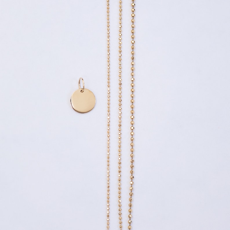 14k Real Gold Ball Chain Necklace, Dainty Minimalist Style Beaded Ball ...
