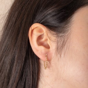 14k Yellow Gold Rope Chain Earrings, Solid Gold Dangle Rope Chain ...