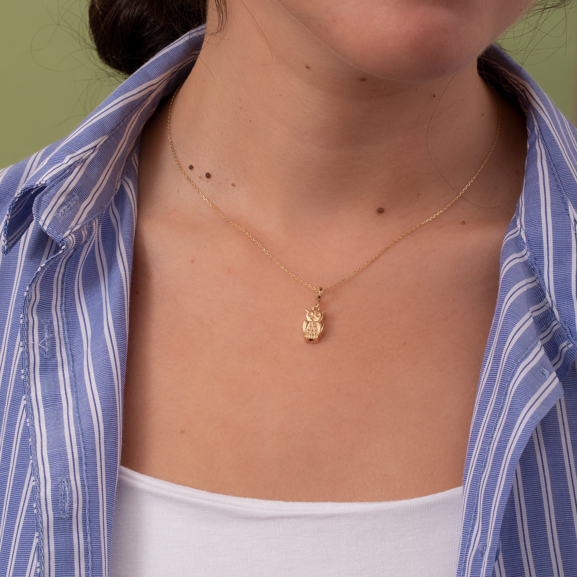 Night Owl Urn Pendant 14k 18k Solid Gold Owl Bird Cremation - Etsy