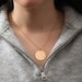 22K Solid Gold Custom Engraved Disk Necklace, Personalized Dainty Solid ...