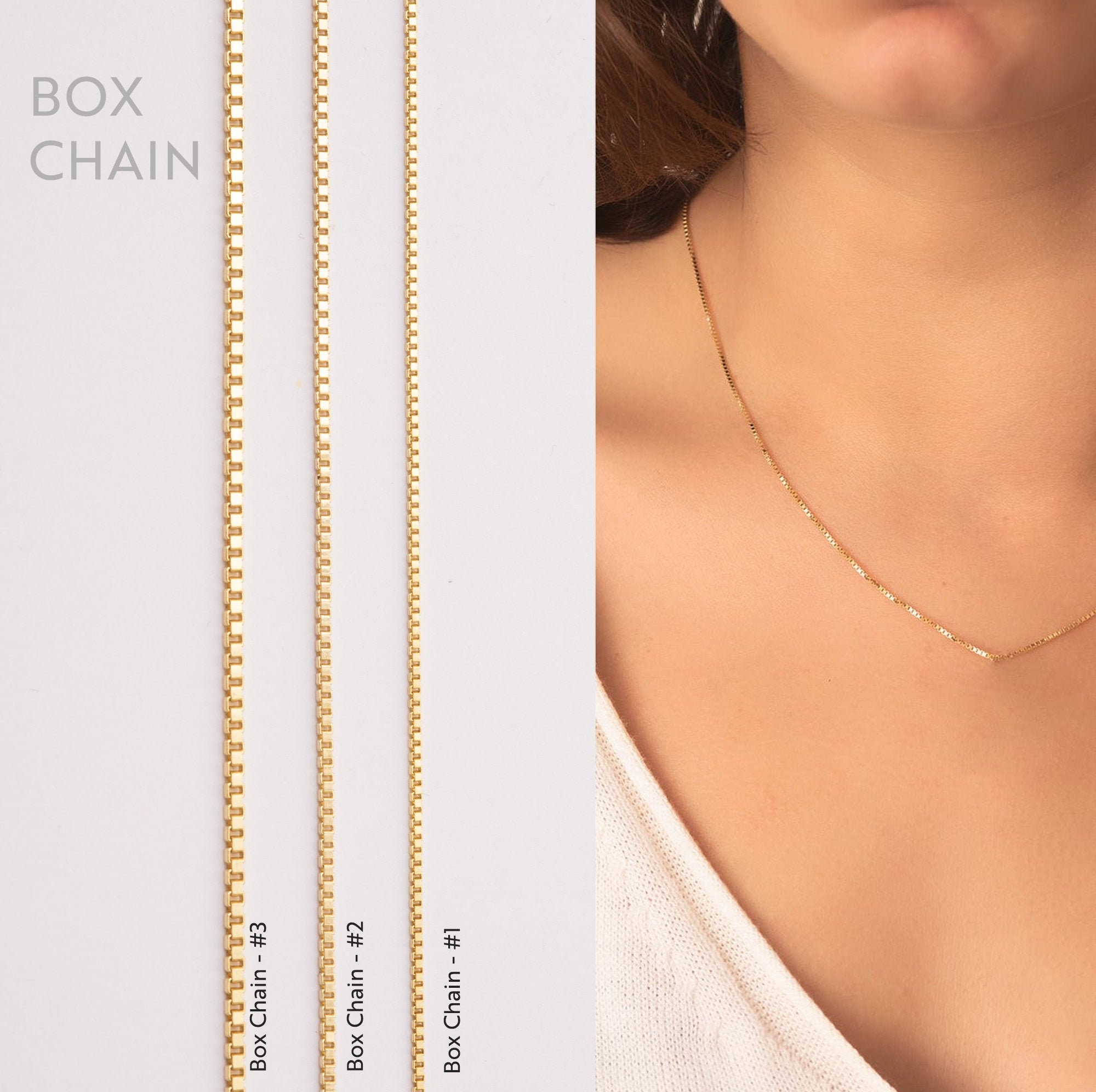 14k Yellow Solid Gold Box Chain Necklace Real Solid Gold - Etsy