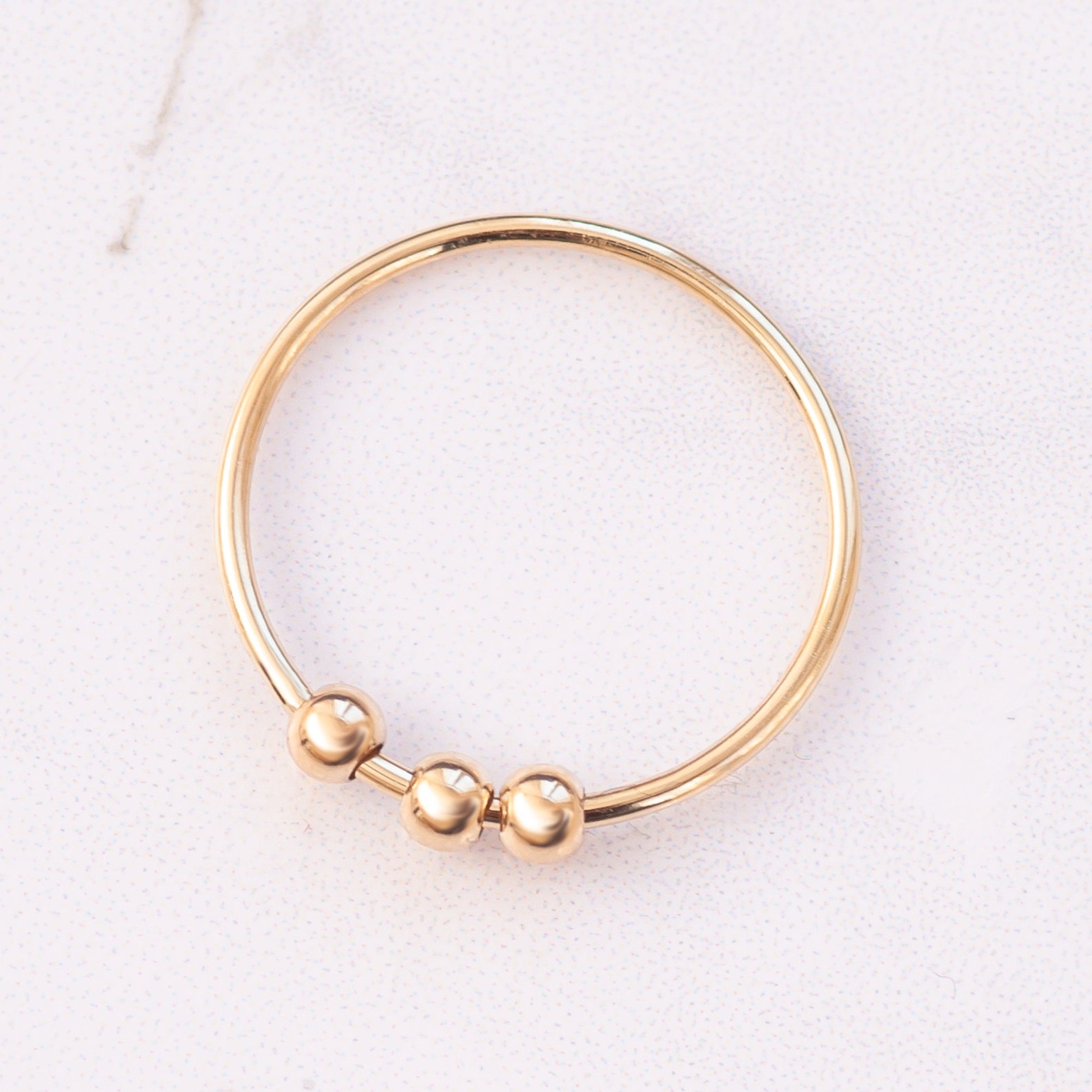 14k Gold Bead Ring, Gold Ball Ring is Adjustable, Elegant Ring ...