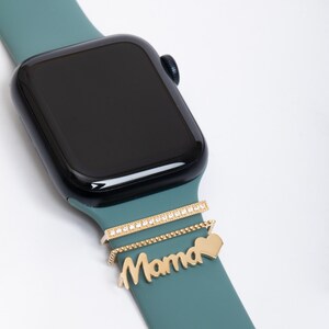 14K 18K Real Gold Apple Watch Name Mama Tag Charm, Personalize Smart ...