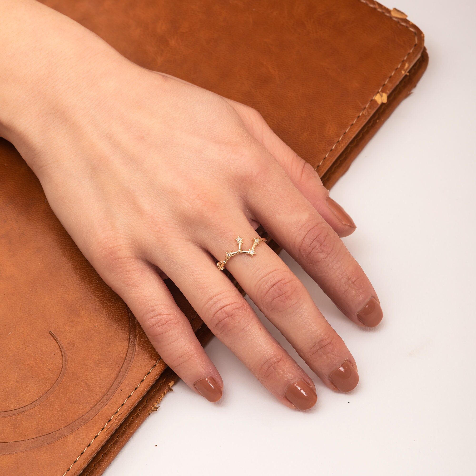 Konstellation Diamant Ring 14K 18K Massivgold, Wassermann Fische Widder ...