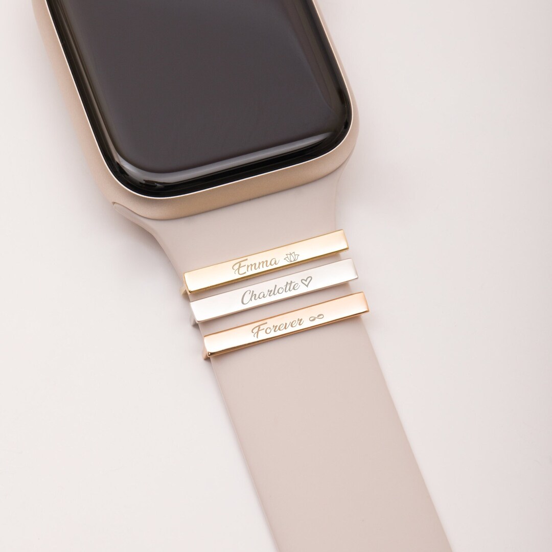 Apple Watch Name Tag Charm in 14K 18K Real Gold, Customize Smart Watch ...