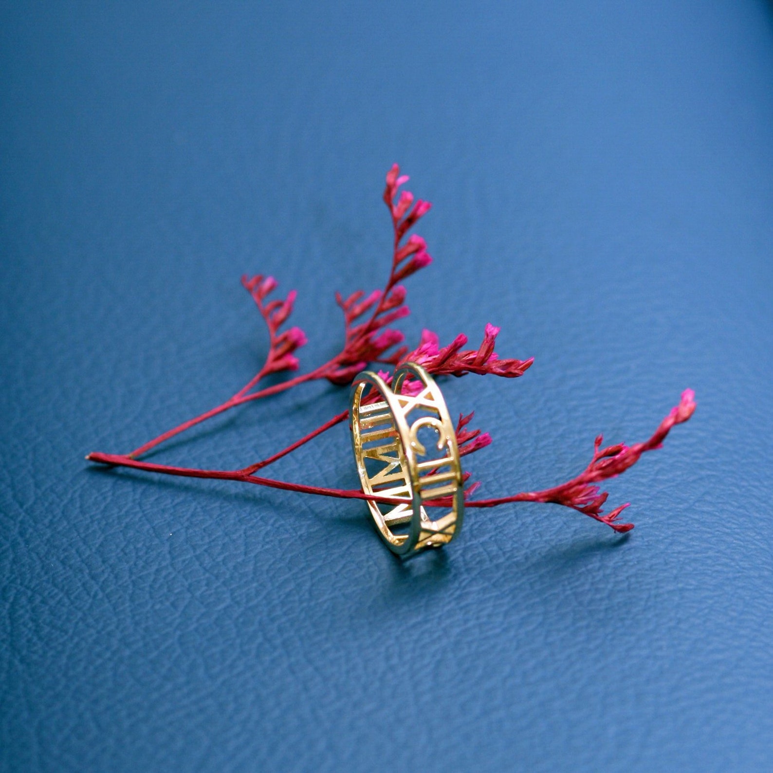 14K 18K Solid Gold Custom Roman Numerals Ring Personalized - Etsy