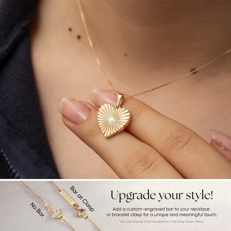 Heart Locket Urn Pendant, 14K 18K Real Gold Sunburst Heart Cremation ...