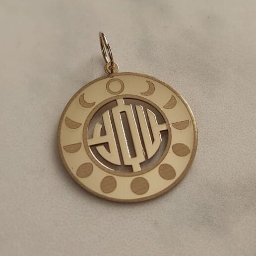 14K Solid Gold Moon Phase Monogram Necklace Personalized Moon - Etsy