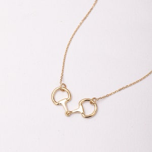 Snaffle Bit Necklace 14k 18k Solid Gold, Dainty Stirrup Necklace, Horse ...