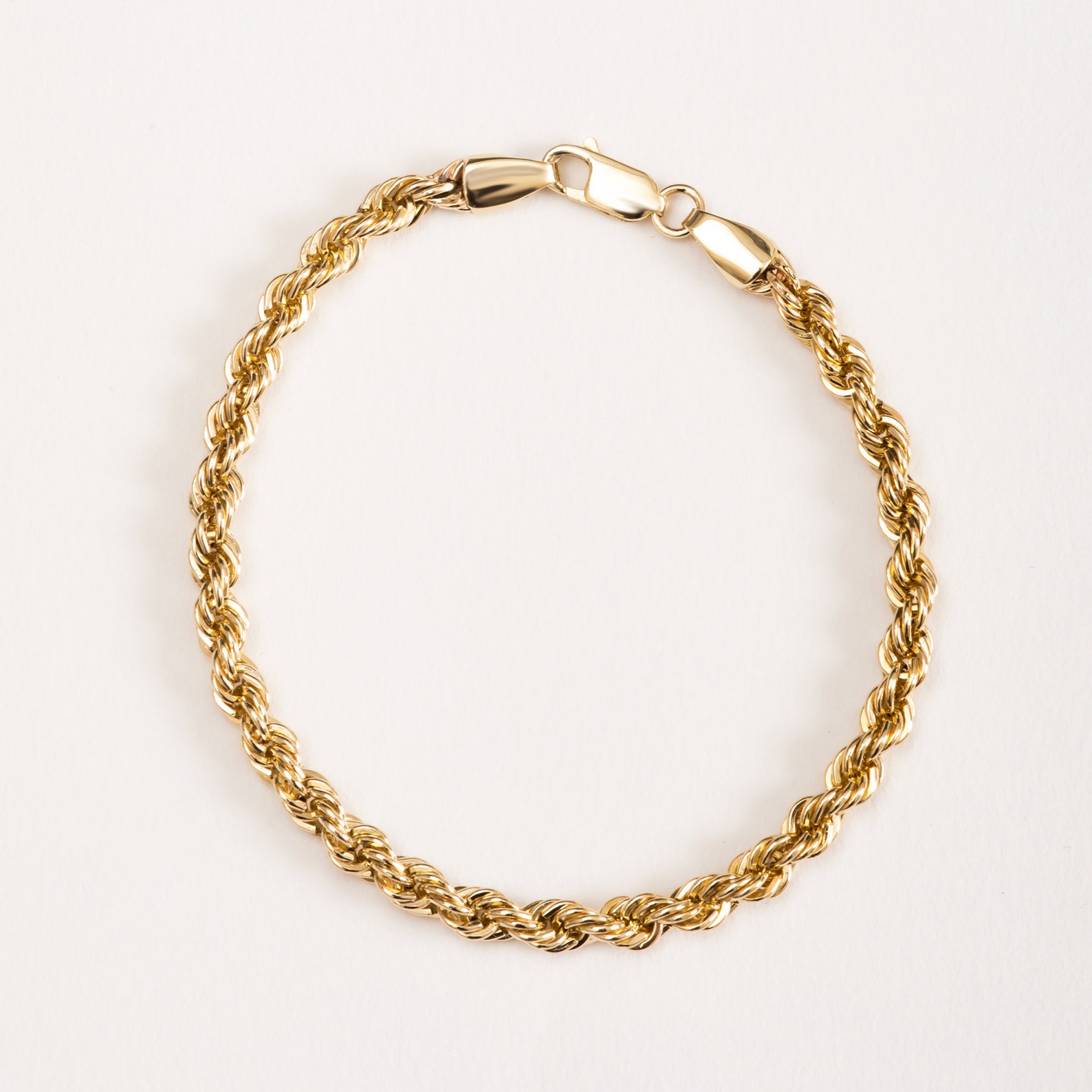 Genuine 14K Gold Rope Chain Bracelet Yellow Gold Hollow Rope - Etsy