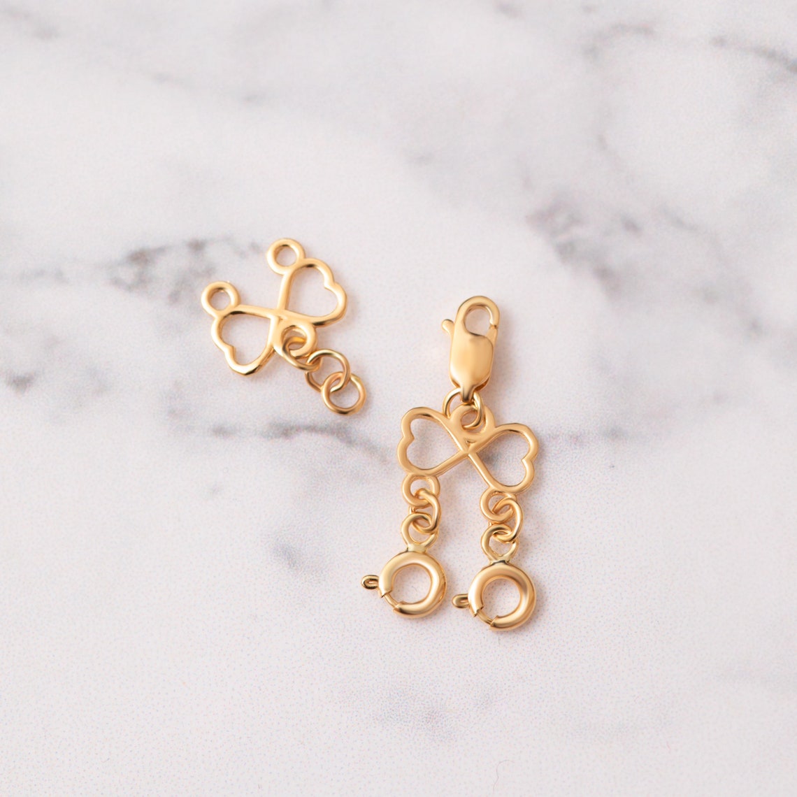 2 Strand 14K 18K Solid Gold Clasp Layered Necklace Spacer | Etsy