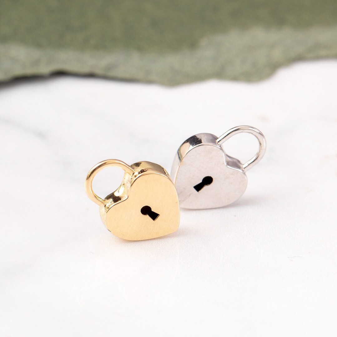 14K 18K Solid Gold Custom Padlock Heart Necklace, Tiny Keepsake Padlock ...