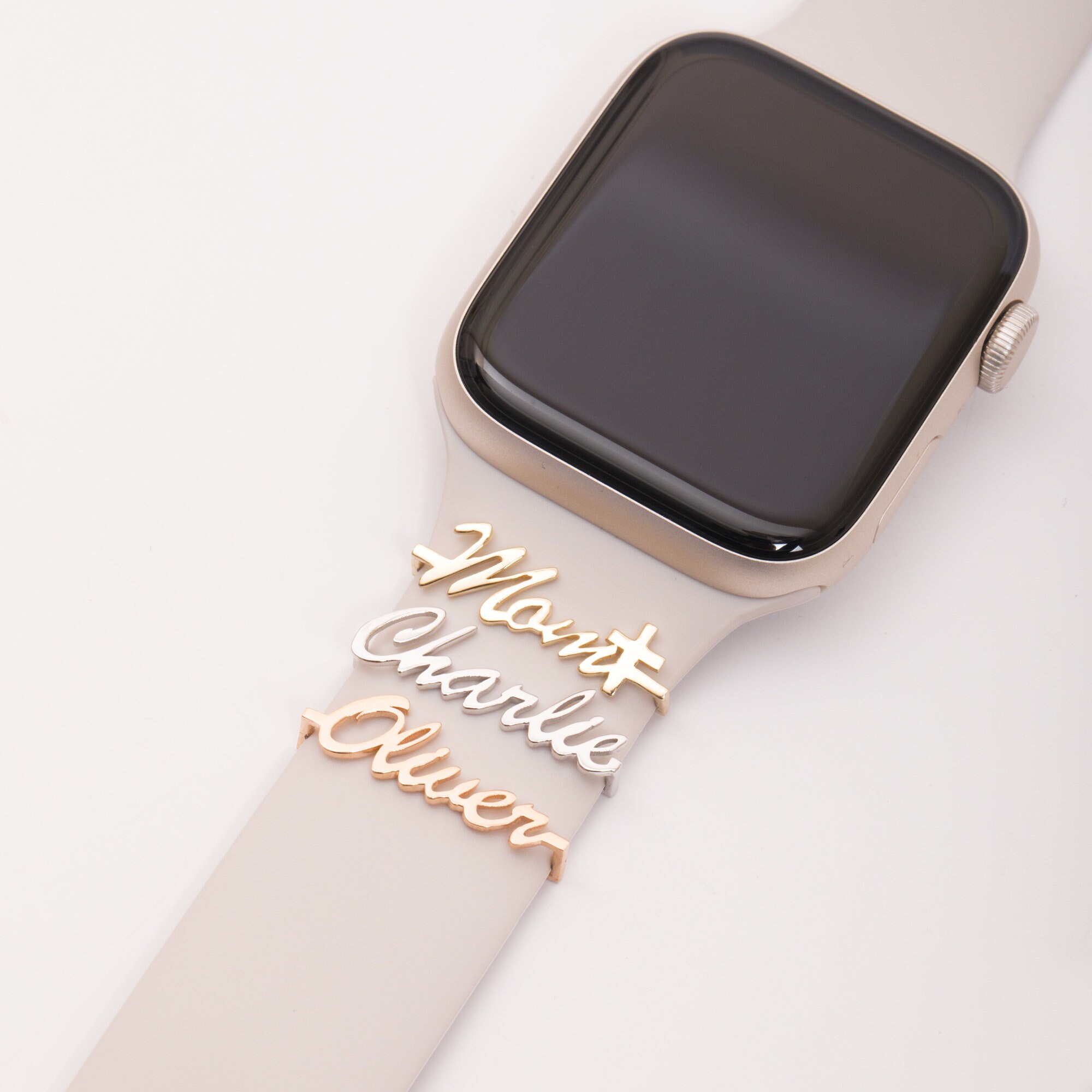 14K 18K Solid Gold Custom Apple Watch Name Band Tag, Personalized Smart ...