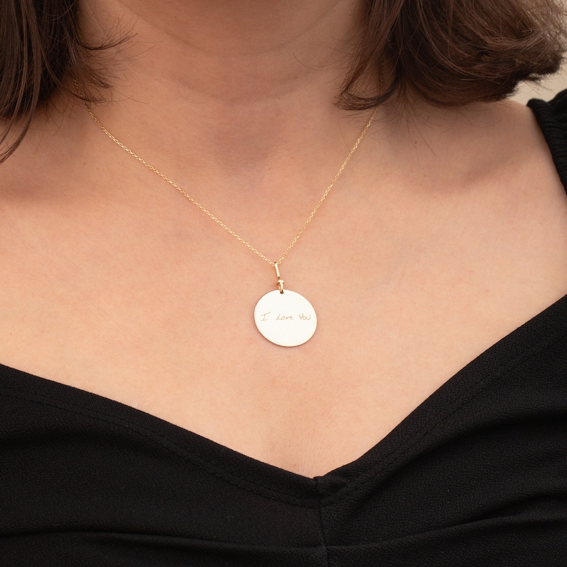 14K 18K Real Gold Rotating Disc Necklace, 360 Rotatable Disc Pendant ...