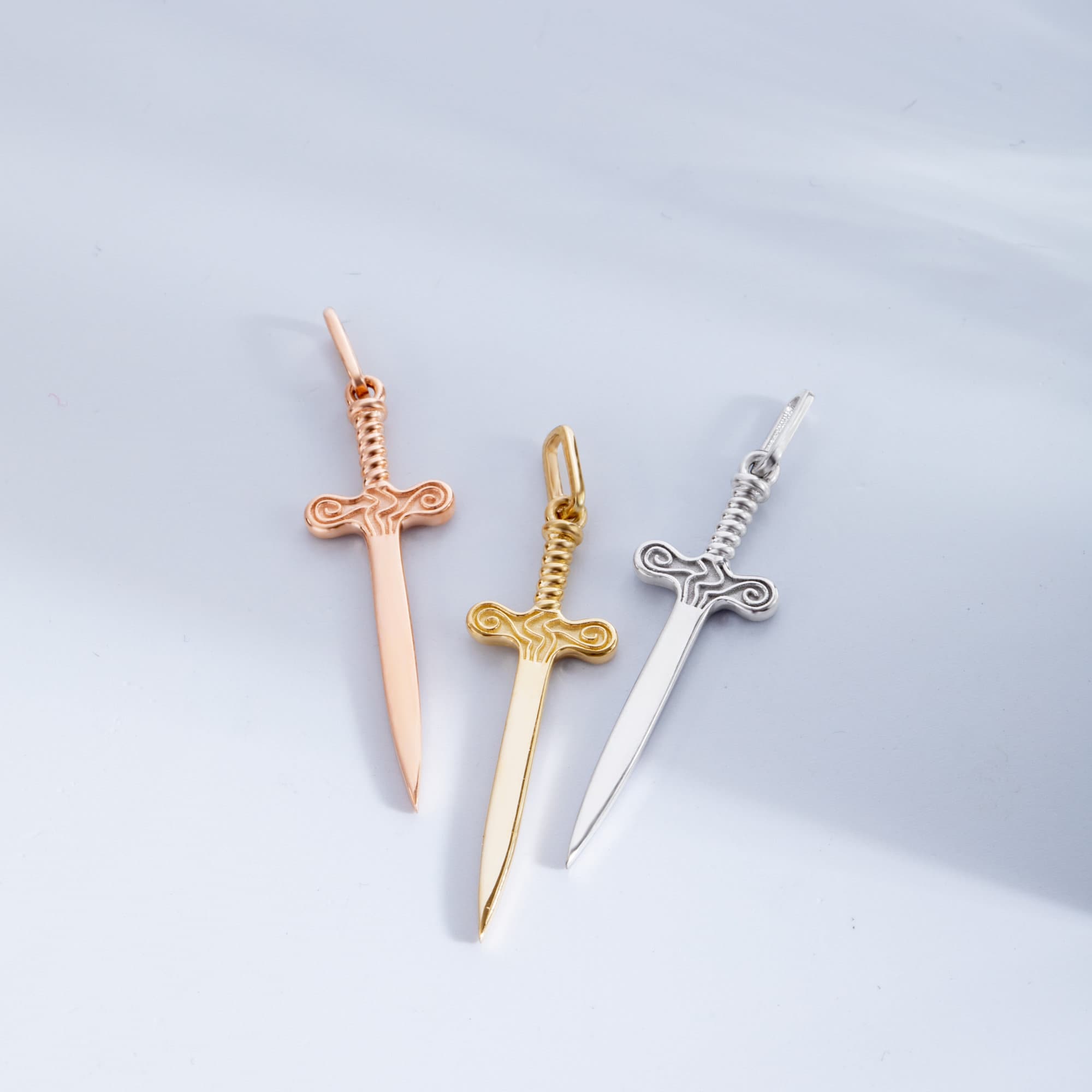 Sword Pendant 14K 18K Solid Gold, Custom Engrave Dagger Necklace, Real ...